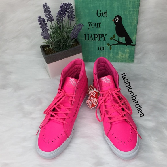 Vans | Shoes | Vans Leather Sk8hi Slim Neon Leather Neon Pink | Poshmark